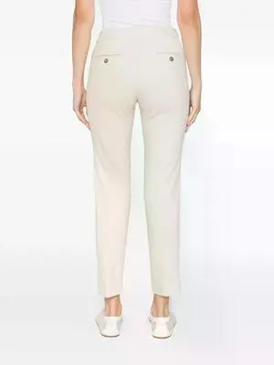 Peserico Cotton Trousers With Logo Detail - Neutrals