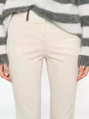 Peserico Cotton Trousers With Logo Detail - Neutrals