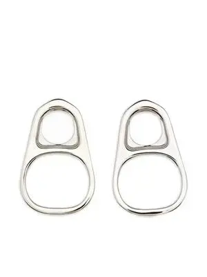 Jean Paul Gaultier Tab Motif Stud Earrings - Silver