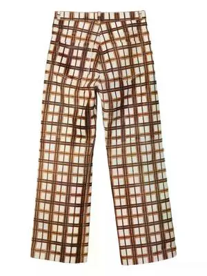 Camper Checked Leather Straight-leg Trousers
