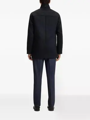 BOSS Wool High-neck Coat - Blue