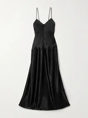 FFORME Layla Hammered-satin Maxi Dress - Black