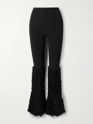 Norma Kamali Stretch-jersey And Chenille Flared Leggings