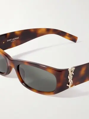 Saint Laurent Tortoiseshell Rectangle Sunglasses