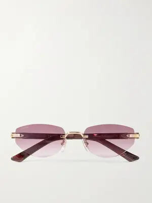 CARTIER Signature C Décor Rimless Cat-eye Sunglasses - Gold