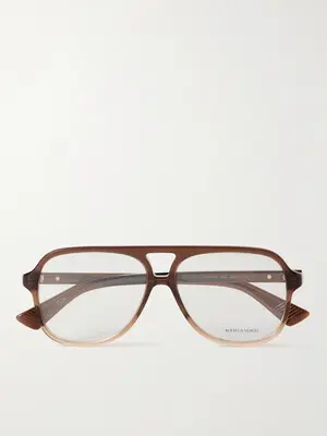 Bottega Veneta Ribbon Aviator-style Optical Glasses - Brown