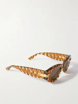 Bottega Veneta Oval Tortoiseshell Sunglasses - Brown