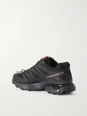 SALOMON Xt-pathway 2 Ruffled Satin And Rubber-trimmed Mesh Sneakers - Black