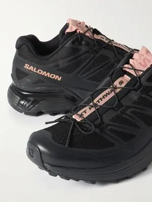 SALOMON Xt-pathway 2 Ruffled Satin And Rubber-trimmed Mesh Sneakers - Black