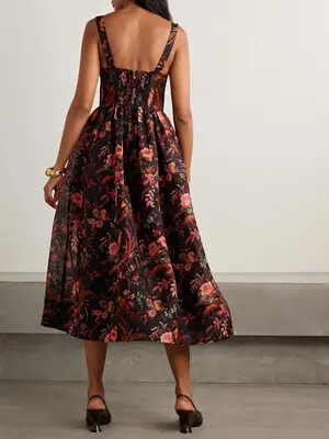 Cara Cara Phoebe Floral-print Linen And Silk-blend Midi Dress