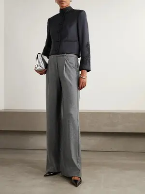 Veronica Beard Marbeau Pleated Straight-leg Pants - Gray