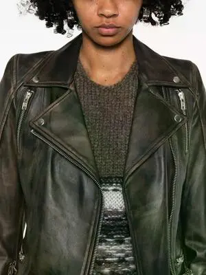 SWORD 6644 Zip-up Leather Jacket