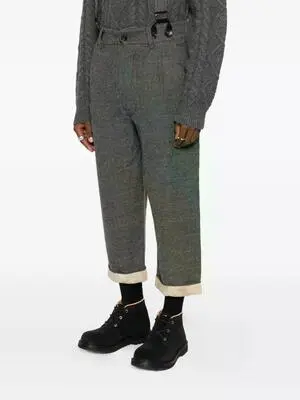 A TENTATIVE ATELIER Check-pattern Suspender Trousers