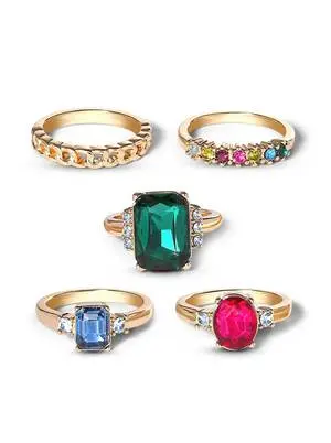 JACMEL Bold 5-piece Ring Set - Multi
