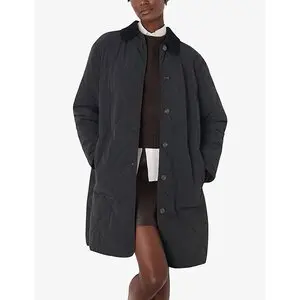Whistles Corduroy-collar Quilted Stretch-woven Coat