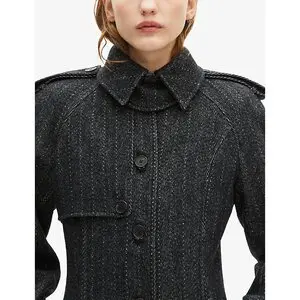 The Kooples Collared Long-sleeve Stretch Wool-blend Coat