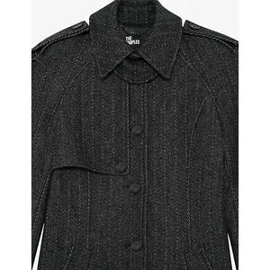 The Kooples Collared Long-sleeve Stretch Wool-blend Coat