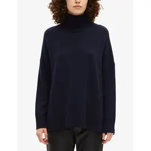 The Kooples Relaxed-fit Cashmere-blend Jumper - Navy