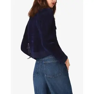 Maje Button-down Cropped Stretch-velvet Jacket