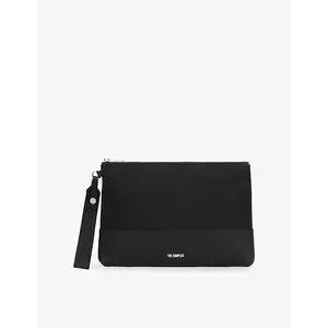 The Kooples Leather And Canvas Clutch - Black
