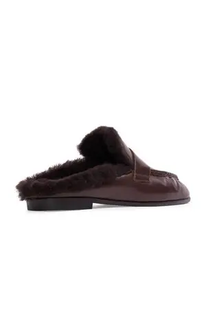 BLACK SUEDE STUDIO Theo Shearling Loafer Mules