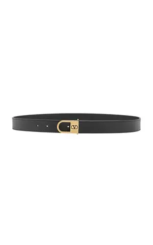 Valentino Garavani Vlogo Signature Leather Belt - Black
