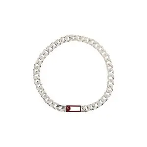 Gucci Trademark Enamel Chain Necklace - Silver
