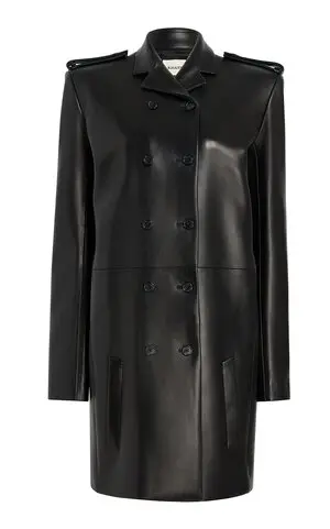 Khaite Sadra Plonge Leather Double-breasted Coat - Black