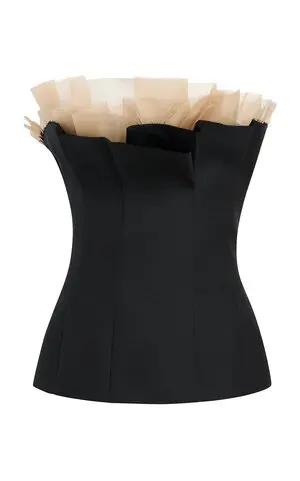 Khaite Sal Ruffled Wool-silk Cady Top