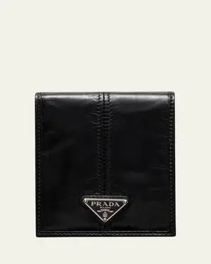 Prada Textured Leather Bifold Wallet - Nero