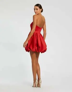 Mac Duggal Strapless Mini Dress With 3d Rosette Detail