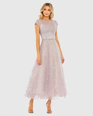 Mac Duggal Embellished High Neck A-line Dress - Purple