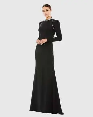 Mac Duggal Raglan Long Sleeve High Neck Gown