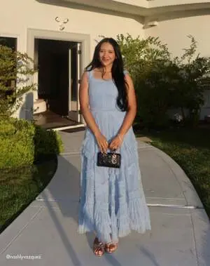 Mac Duggal Sleeveless A-line Ruffle Midi Dress - Blue