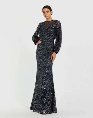 Mac Duggal Sequin Blouson Evening Gown