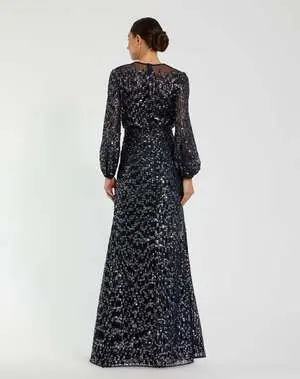 Mac Duggal Sequin Blouson Evening Gown