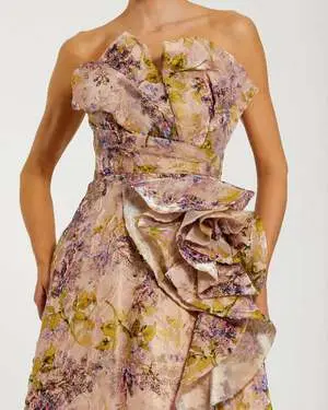 MAC DUGGAL COLLECTION Floral Ball Gown With Ruffle Detail