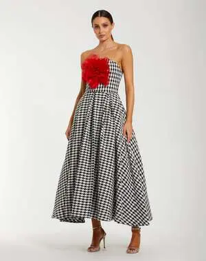 Red Houndstooth Midi Dresses