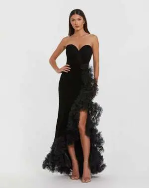 Black Strapless Sheath Gowns