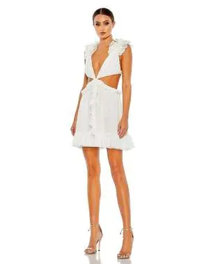 Women's Cut Out Ruffle Mini Dress