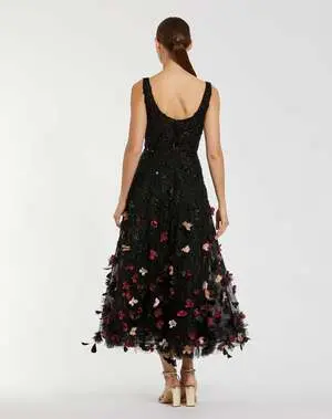 MAC DUGGAL COLLECTION Sleeveless Embellished Floral Applique Midi Dress