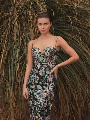 Mac Duggal Embroidered Bustier Trumpet Gown