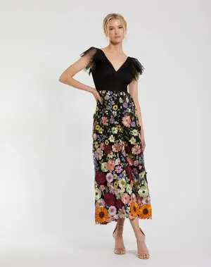 Black Floral Embroidered Dresses 