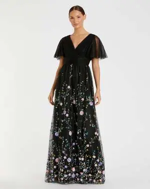 Pleated Waist Evening Dresses