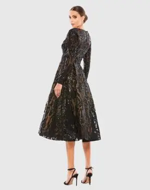 Mac Duggal Sequin-embellished A-line Cocktail Dress - Black / Nude