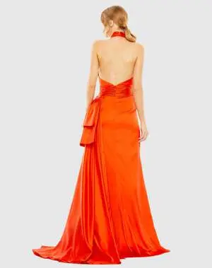 Mac Duggal Halter Neck Ruffle Gown