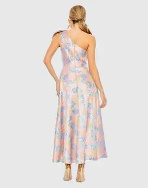 Mac Duggal Floral Embroidered One Shoulder A-line Dress
