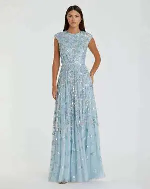 Mac Duggal Sequined A-line Gown - Blue