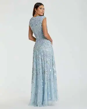 Mac Duggal Sequined A-line Gown - Blue