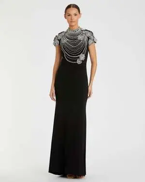 Mac Duggal High Neck Embellished Column Gown
